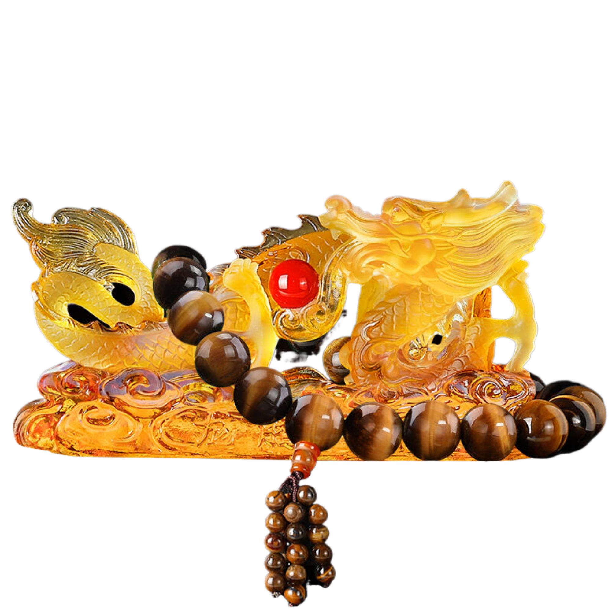 Car feng shui ornaments, car creative Zodiac dragon car on the center ...