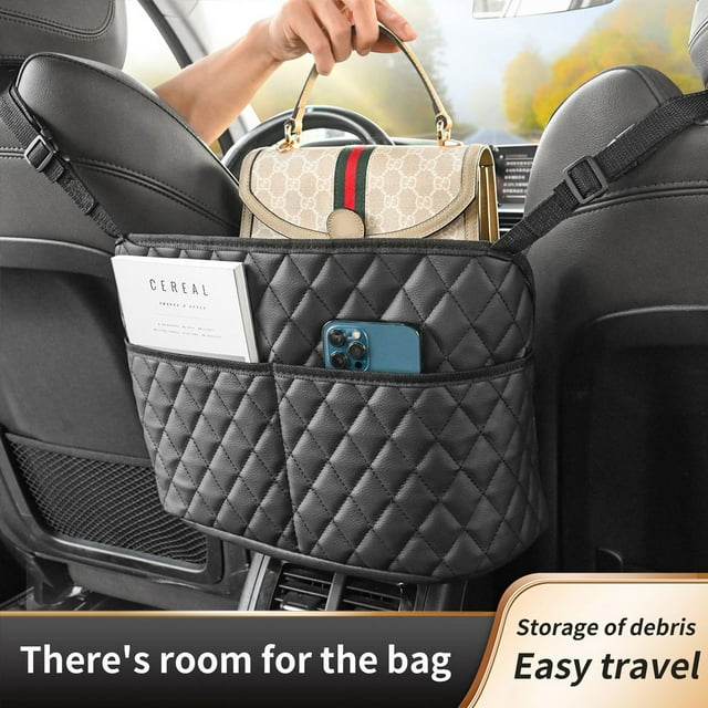 Car middle seat storage bag, car seat back storage bag, double pocket ...
