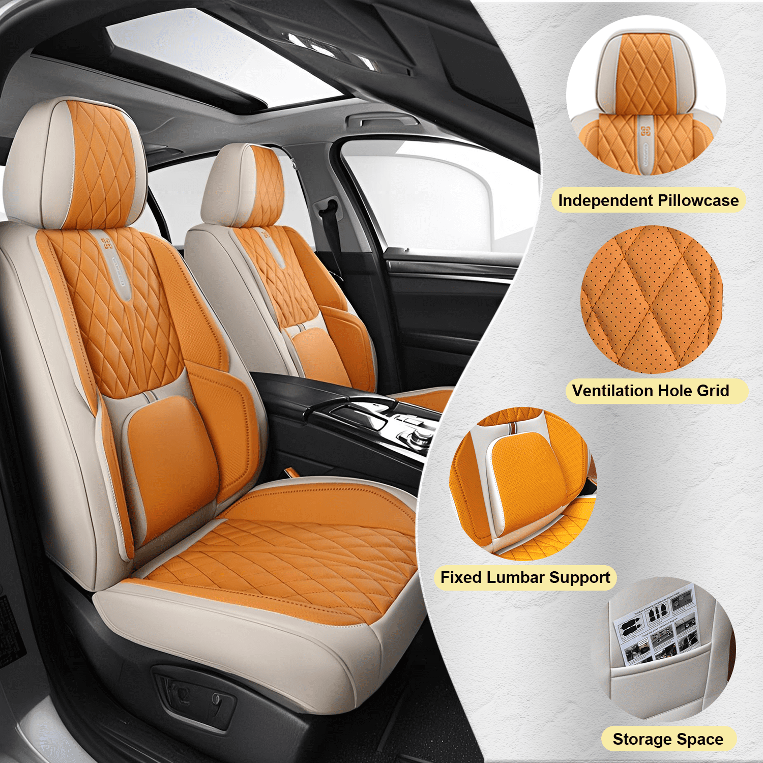 Car seat covers for Kia Forte, diamond-patterned breathable leather ...