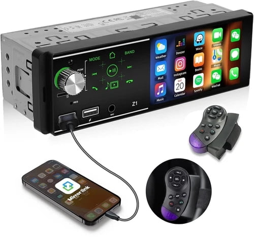 Car stereo 4.1'' 1 Din FM Mirror Link AUX Bluetooth radio USB Touch ...