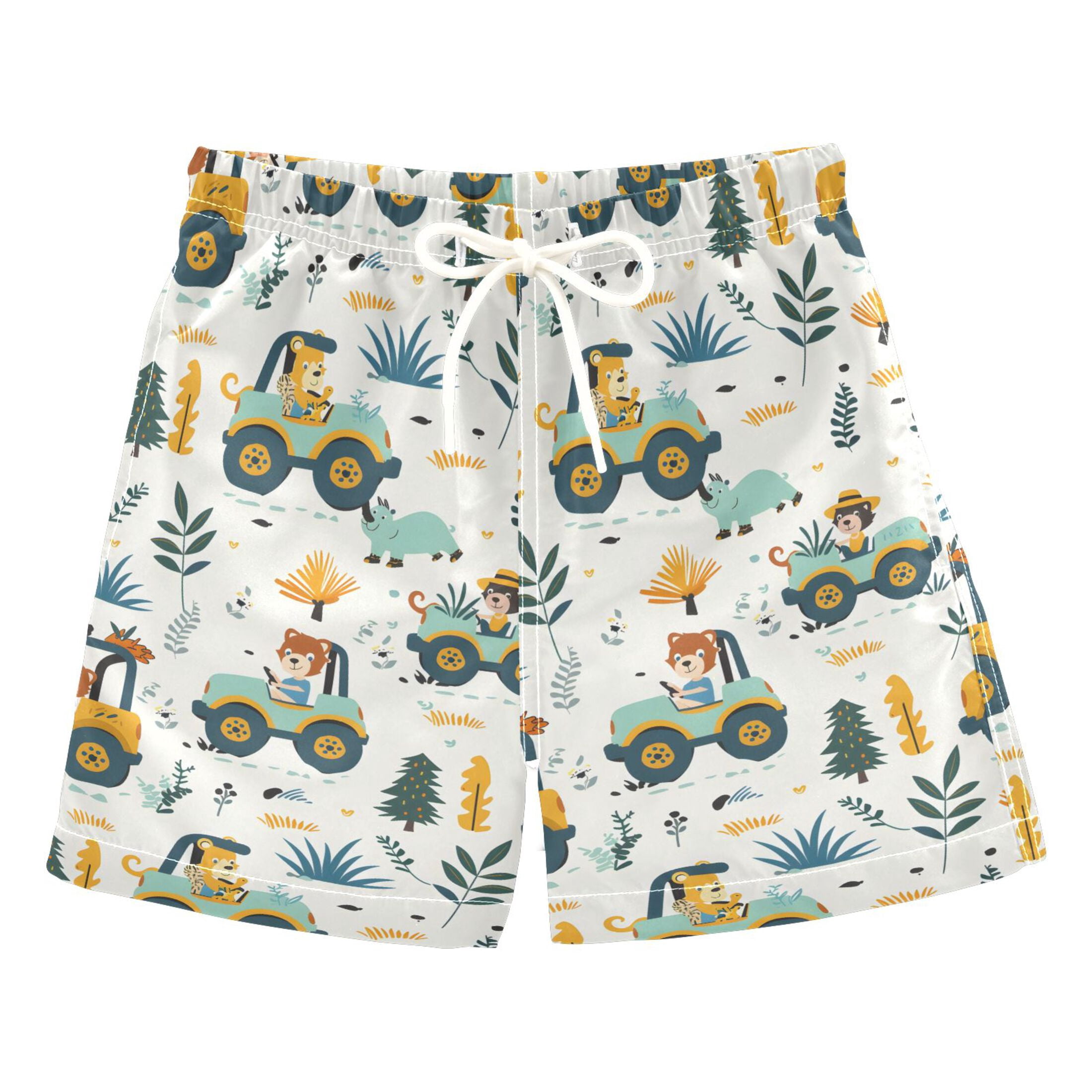 Car with Animal Swim Trunks Quick Dry Beach Pool Board Shorts ...