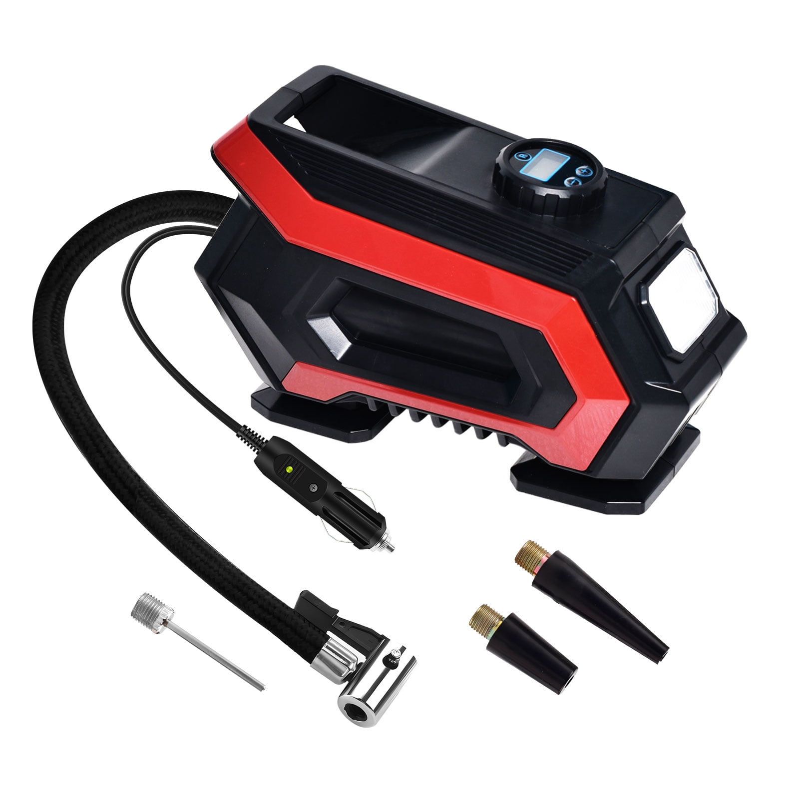 CarCome 150PSI Portable Tire Inflator with Air Compressor, Digital Gauge, LED Light-12V DC(Red ...