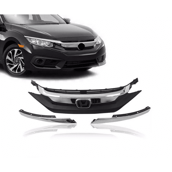 CarFixParts Front Upper Grille 3p With Molding Chrome For 2016 2017 ...