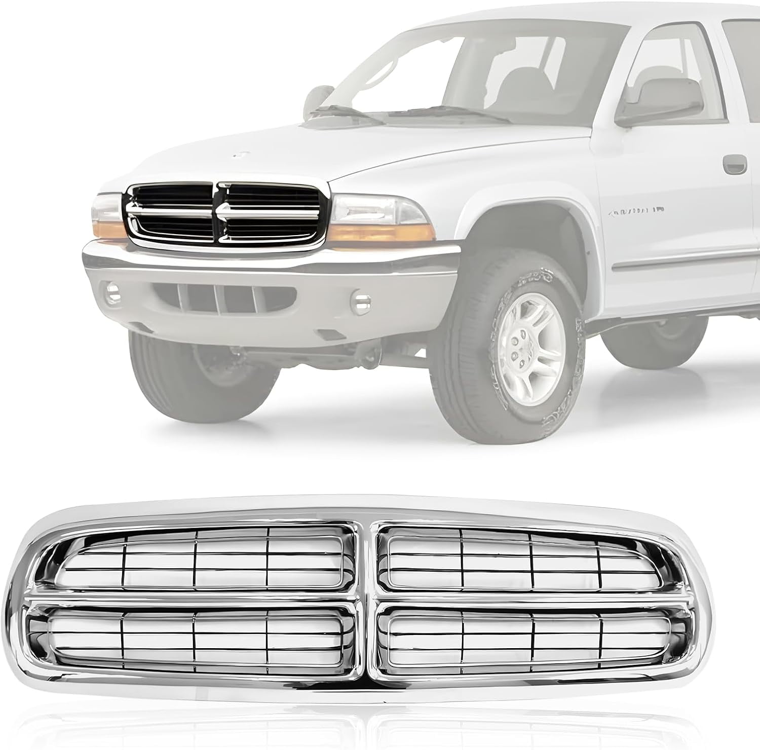 CarPartsDepot, Front Grille Chrome Frame Black Bar Insert Grill ...