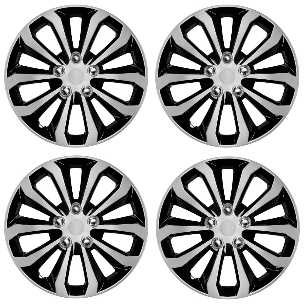CarXS Premium 16 Inch Hubcap 16" Black & Silver Two-Tone Style Wheel ...