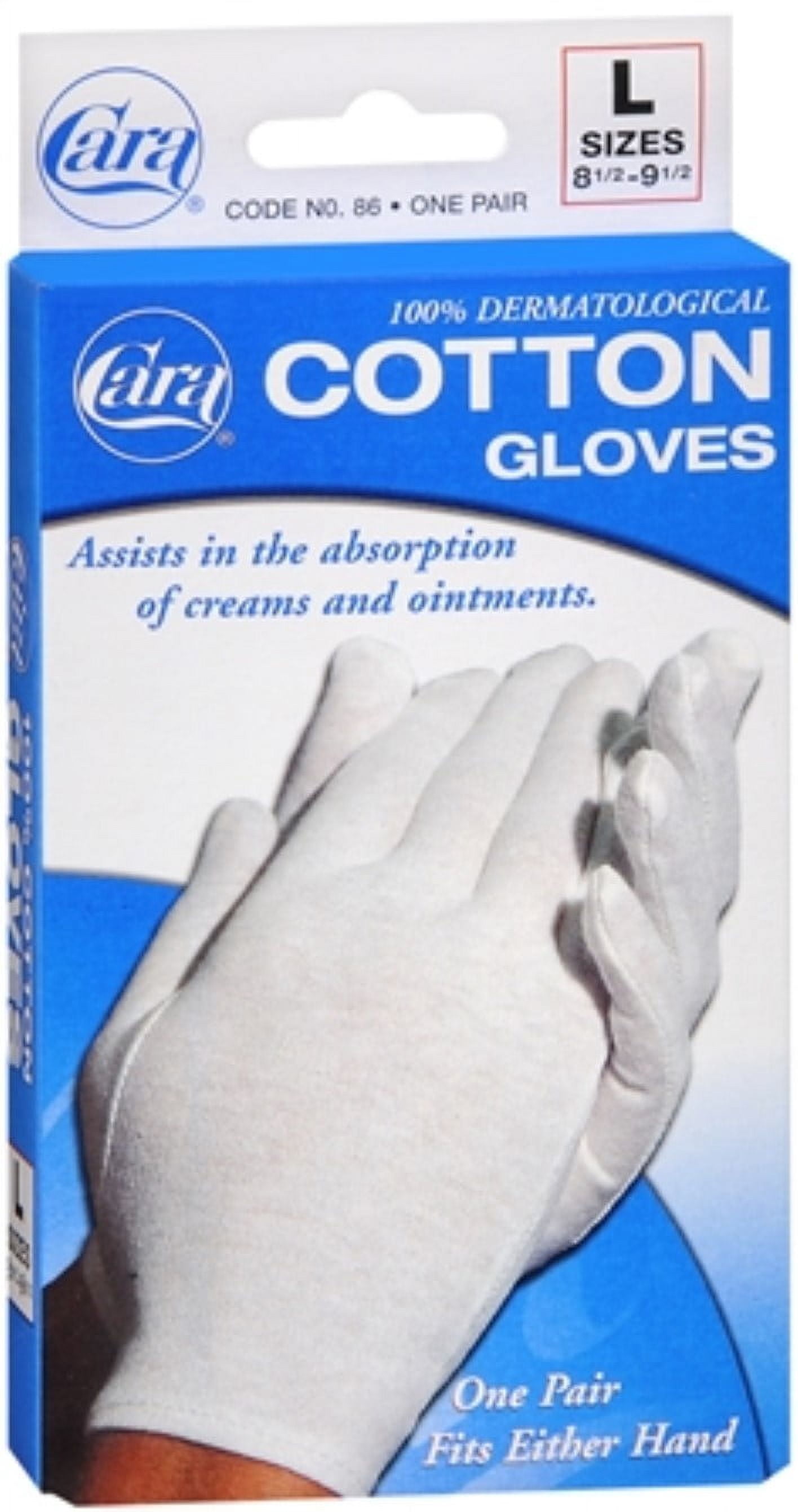 Cara Moisturizing Eczema Cotton Gloves Fits Fiber Hands, Large, 2 Ct, 4 ...