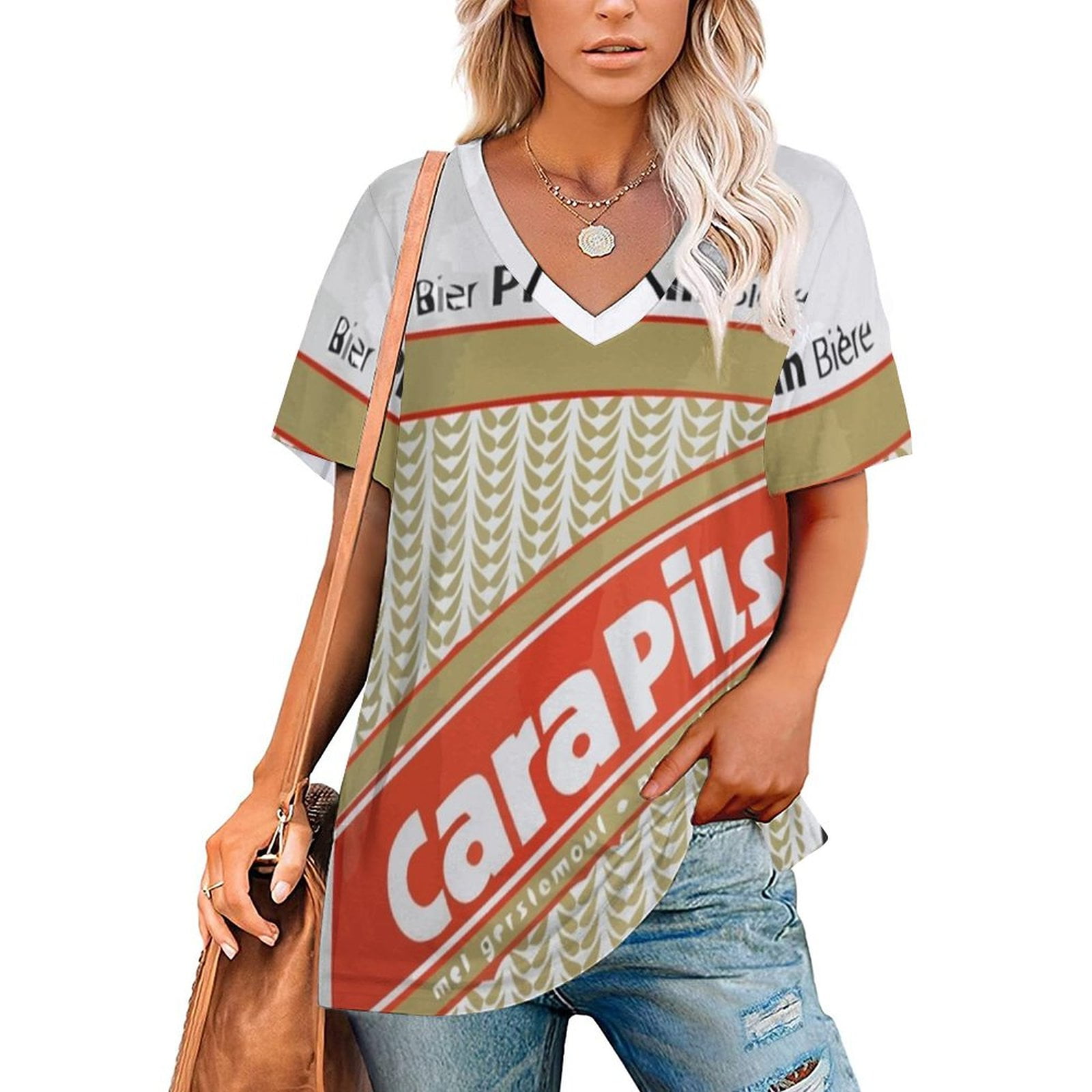 Cara Pils Ruffle Short Sleeve T Shirt Women Summer T Shirts V Neck Tee ...