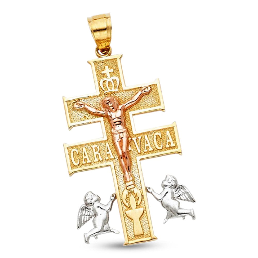 Cara Vaca Crucifix Pendant Charm 14k Tri Color Gold Jesus Christ ...