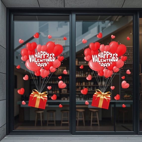 CaraMart Heart Window Decals Valentine Stickers Red Heart Designs ...