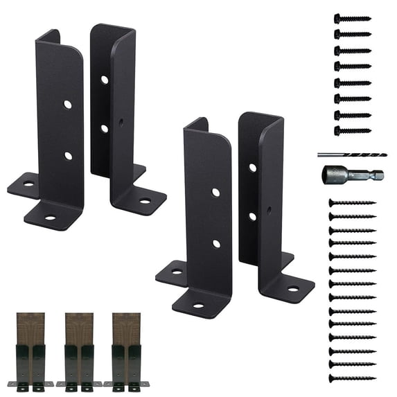 CaraMart Sturdy Fence Post Brackets Kit for Outdoor Decks and Garden ...