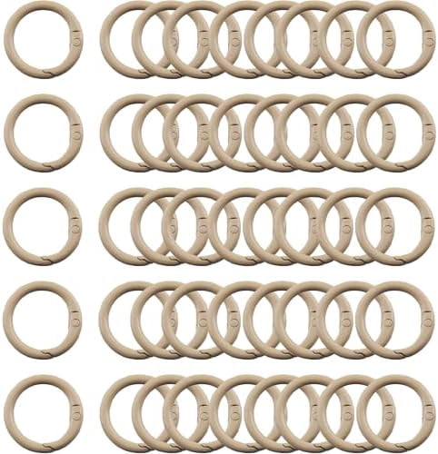 Carabiner Clip 48Pcs Khaki Metal Key Ring Clip Circle Keychain Rings ...