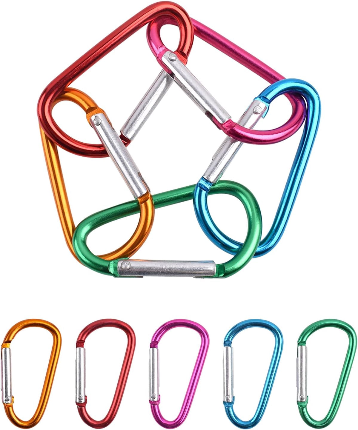 Carabiner Clip, Small Carabiner Clips with 5 Colors, Durable D Type ...
