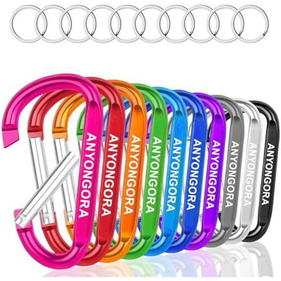 Carabiner Clips Set – 10 Pack 3” Aluminum D-Ring Keychain, Rustproof ...