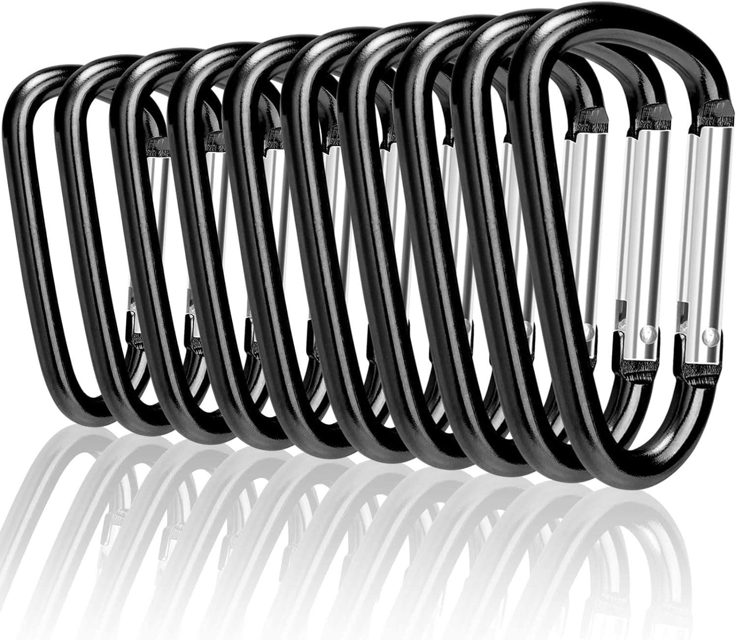 Carabiner Clips, Upins Aluminum Locking Spring Hook Keychain D Shape ...