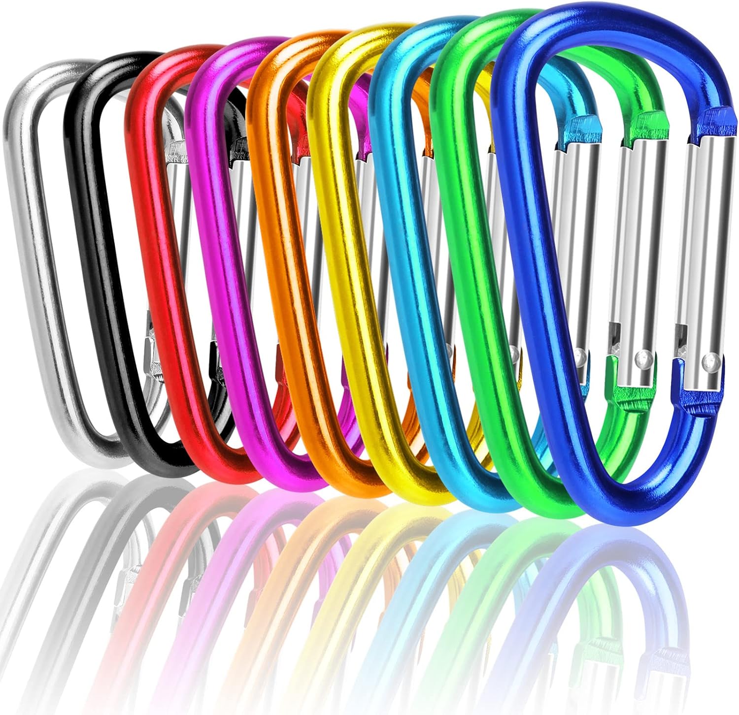 Carabiner Clips, Upins Aluminum Locking Spring Hook Keychain D Shape ...