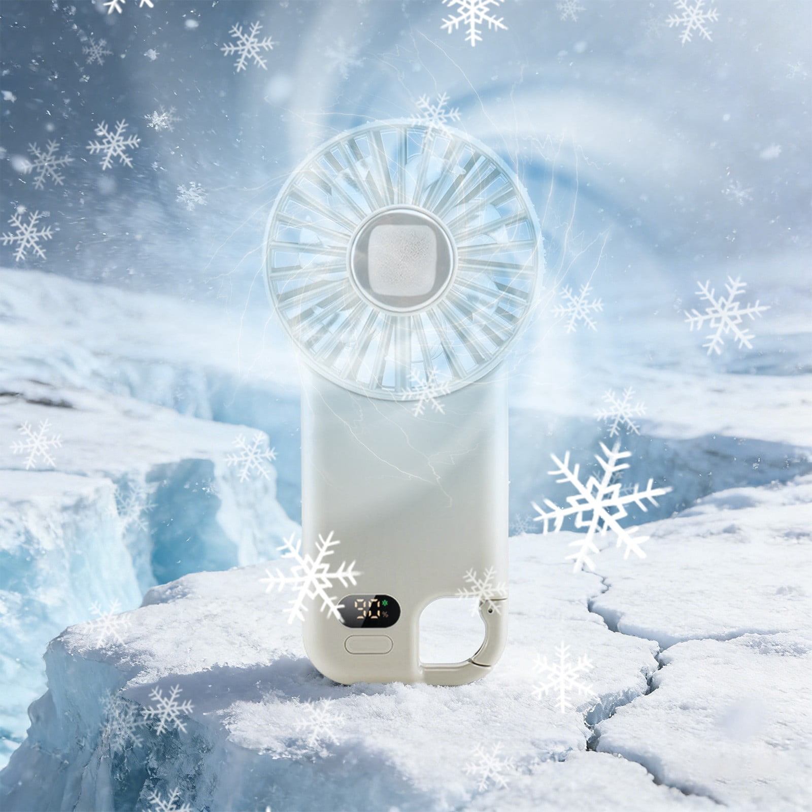 Carabiner Handheld Fan with Ice Cooling, USB Rechargeable Quiet Mini ...