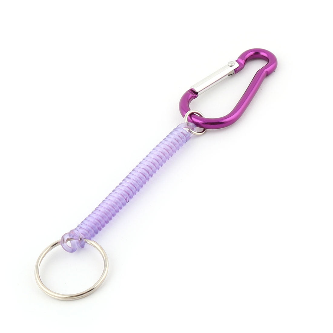 Carabiner Hook Stretchy Coil Strap Keychain Key Holder Purple Silver ...