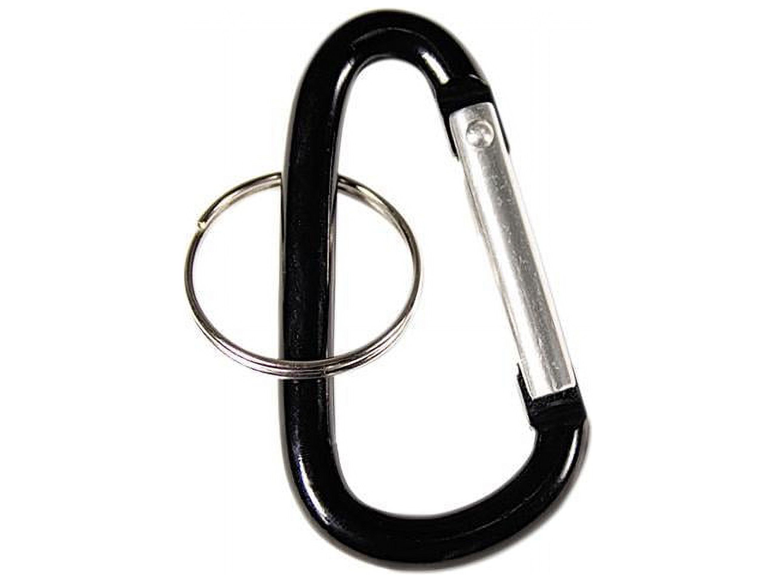 Carabiner Key Chains, Split Key Rings, Aluminum, Black, 10/Pack ...