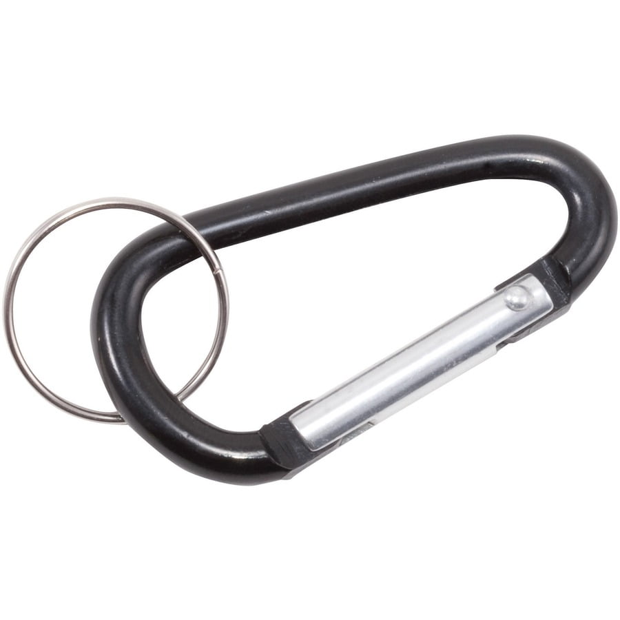 Carabiner Key Chains, Split Key Rings, Aluminum, Black, 10/pack ...
