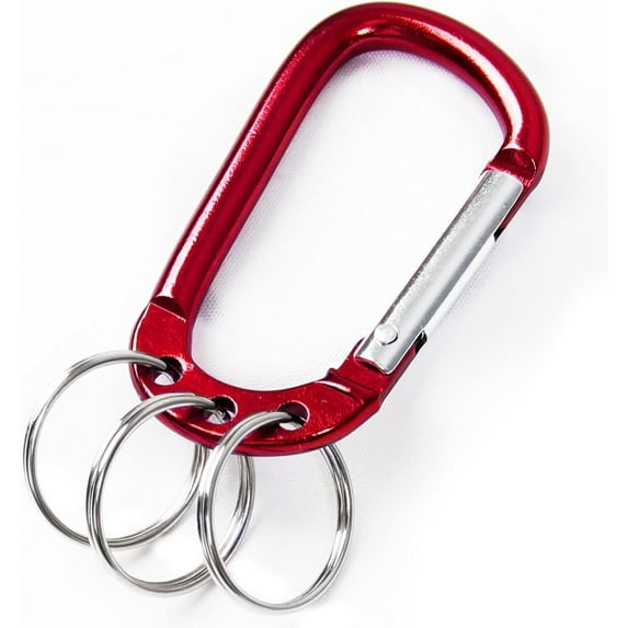 Carabiner Keychain Clip, Aluminum D Ring Clips with 3 Key Ring for Hanging, Large Locking Spring ...
