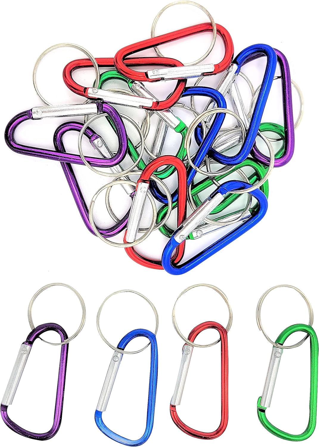 Carabiner Metal Clips Kids Keychains for Key and Backpacks (12 Pack ...