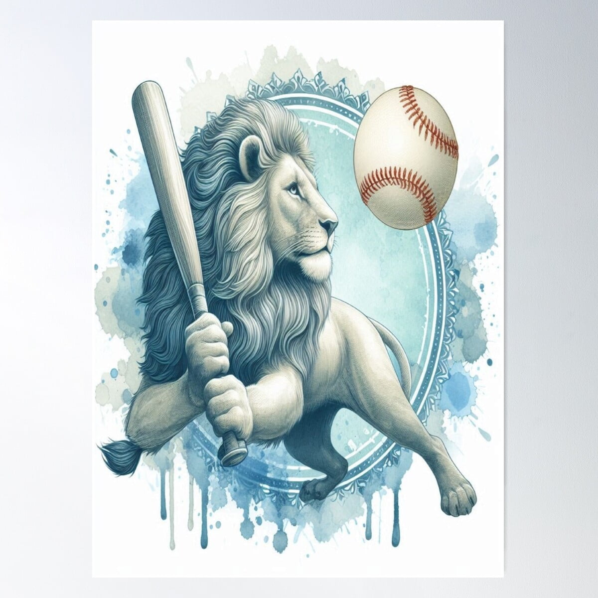 Caracas Lions Baseball Fans And Roaring Home Run Design Poster Wall Art ...