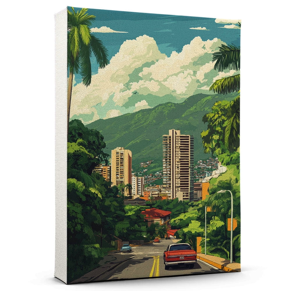 Caracas Travel Canvas, Vintage City Canvas Venezuela Canvas Wall Art ...