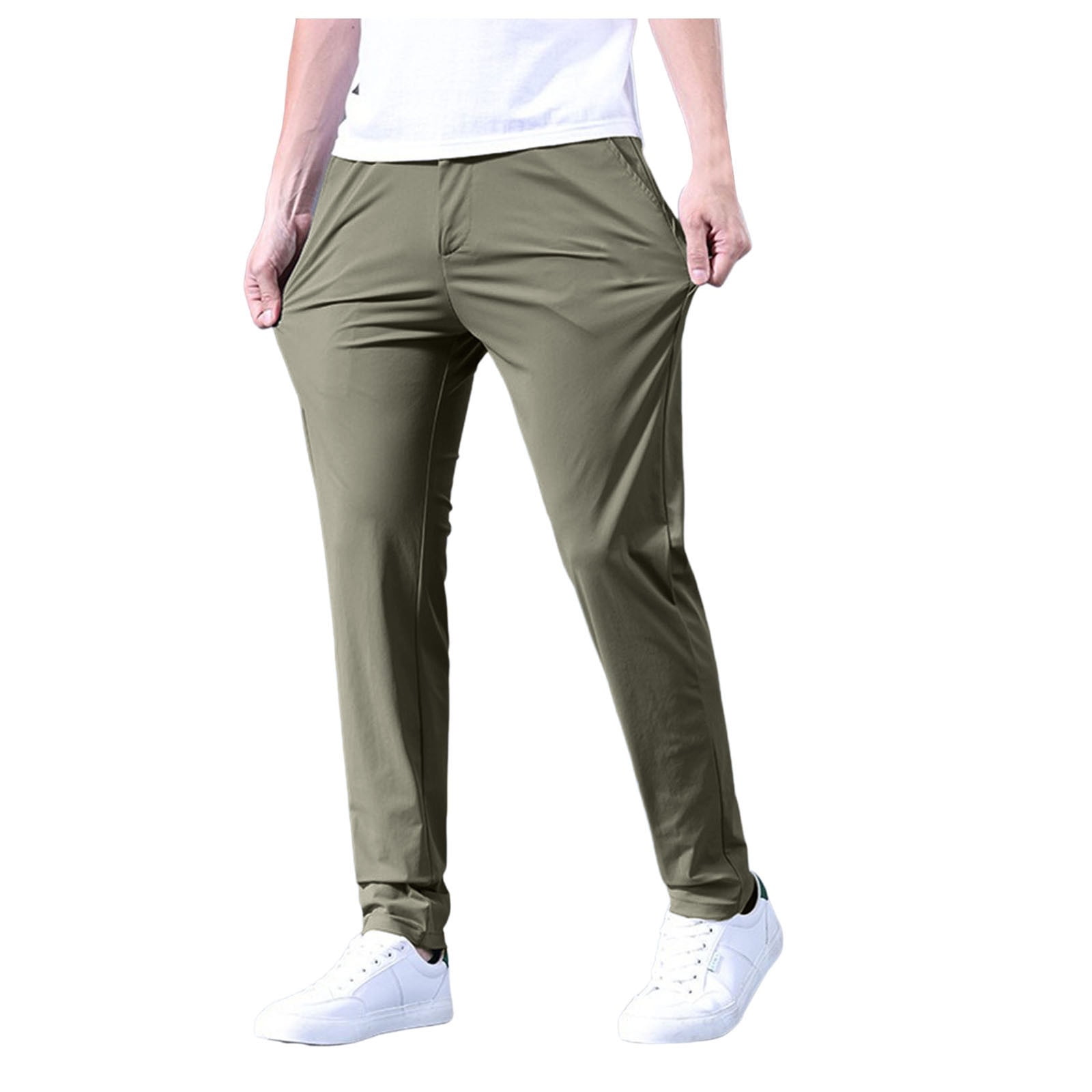 Caracomfy Mens Pants, GlideActive - Men's Active Khaki Pants with Expandable Waistband ...