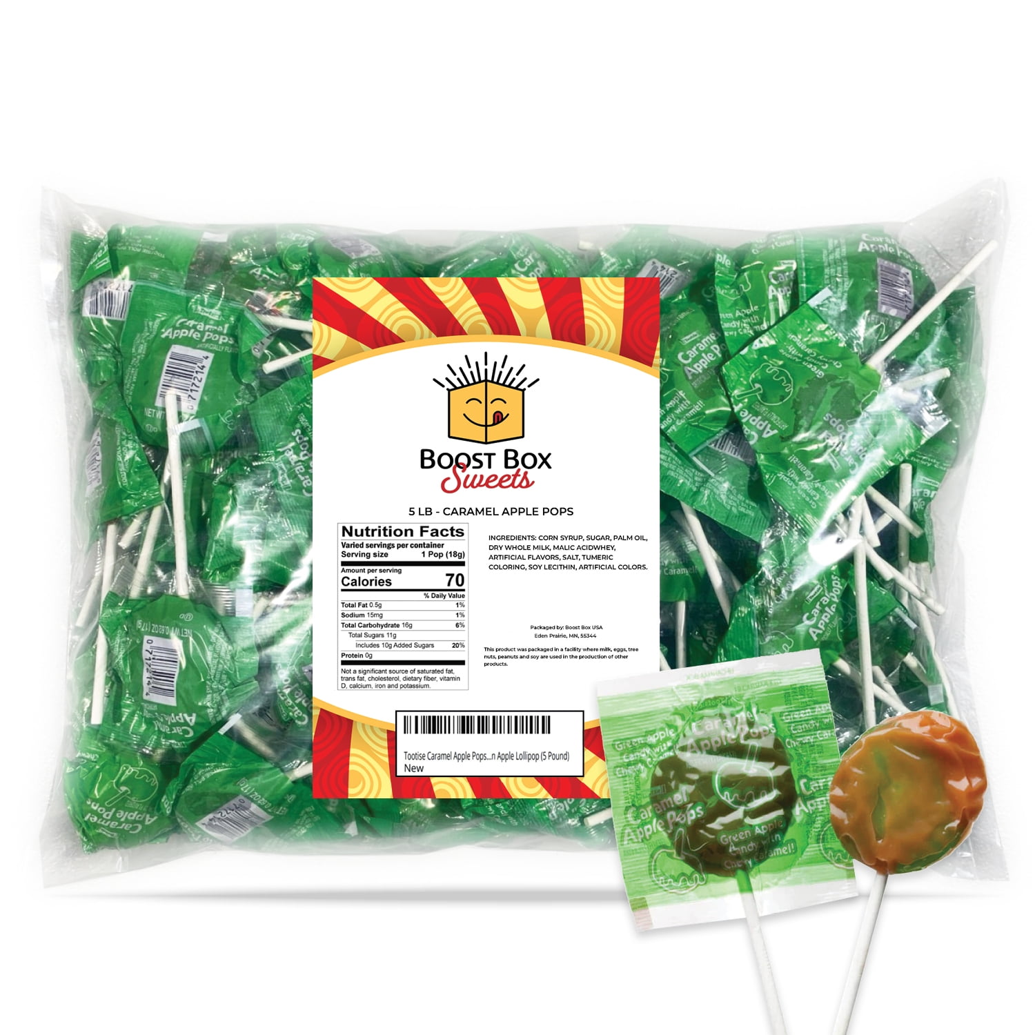 Caramel Apple Pops (5 Pound) Individually Wrapped Caramel Covered Green ...