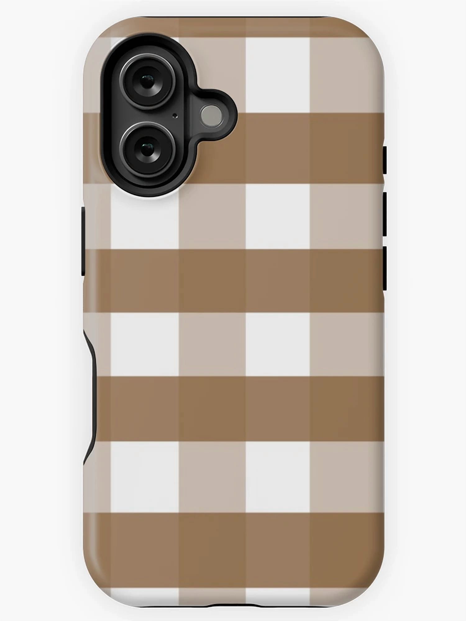 Caramel Brown Checkered Plaid iPhone Case Compatible with iPhone 16 15 ...