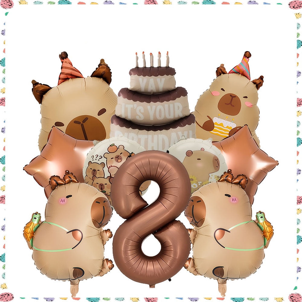Caramel Color Number 8 Cartoon Animation Kapibala Theme Birthday Party ...