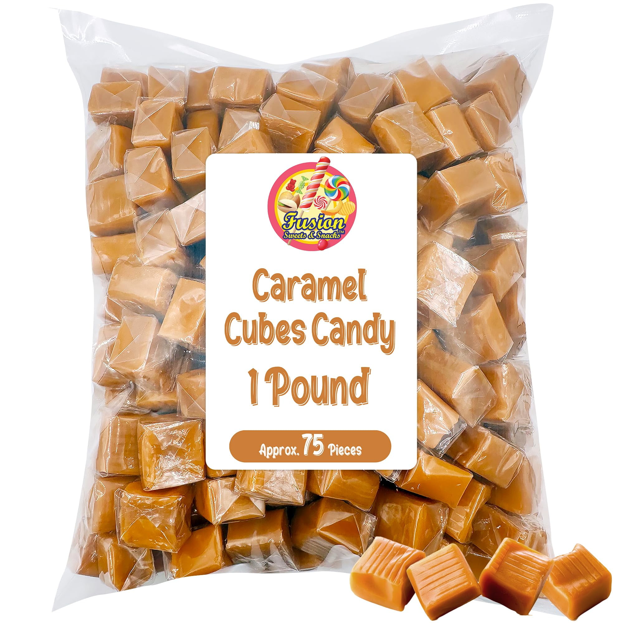 Caramel Cubes Candy Individually SBF3 Wrapped - 1 Pound Bulk Bag ...