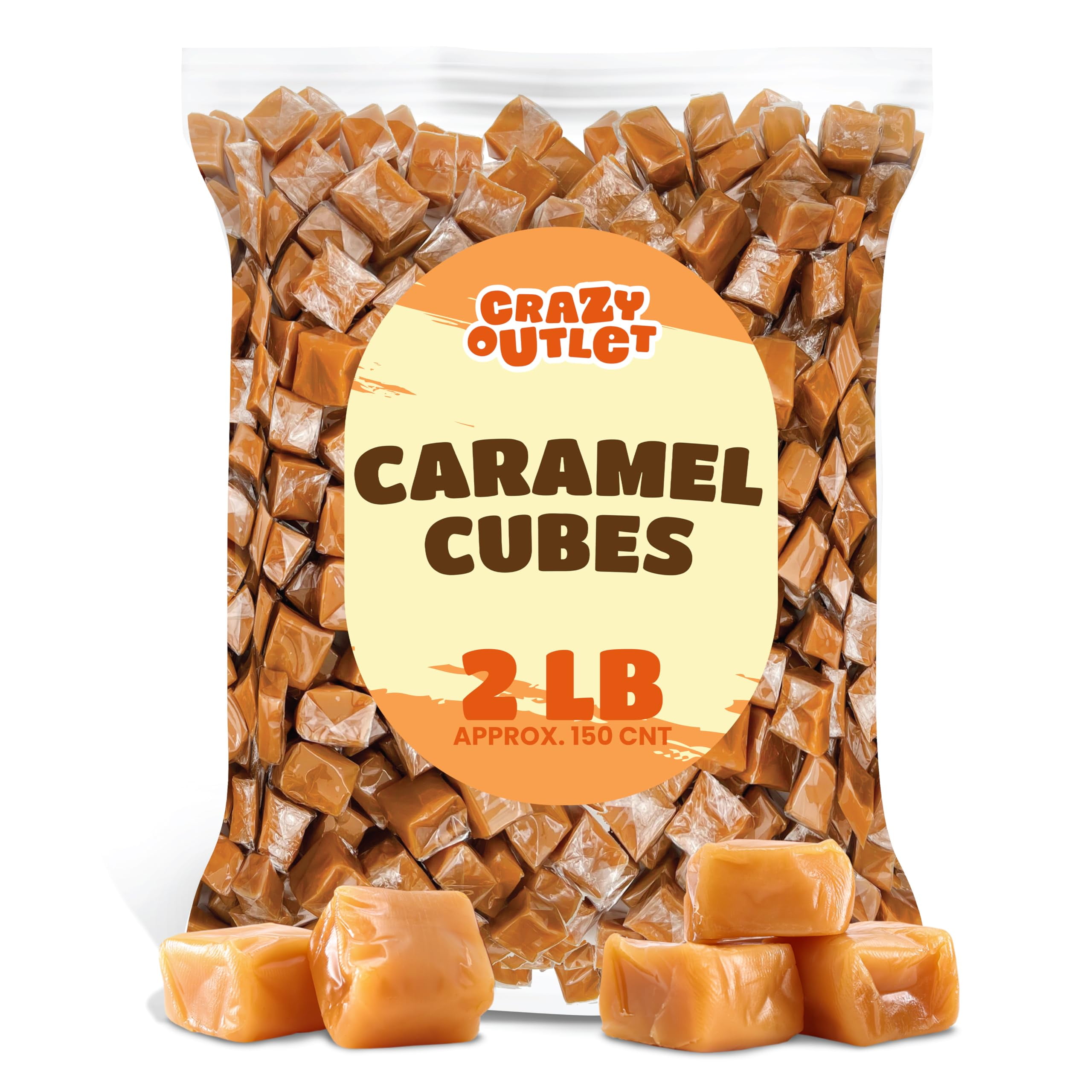Caramel Cubes Candy, Individually Wrapped, Bulk Pack 2 Pounds (About ...