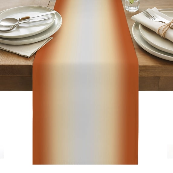 Caramel Orange Grey Gradient Cotton Linen Table Runner Minimalist Ombre ...