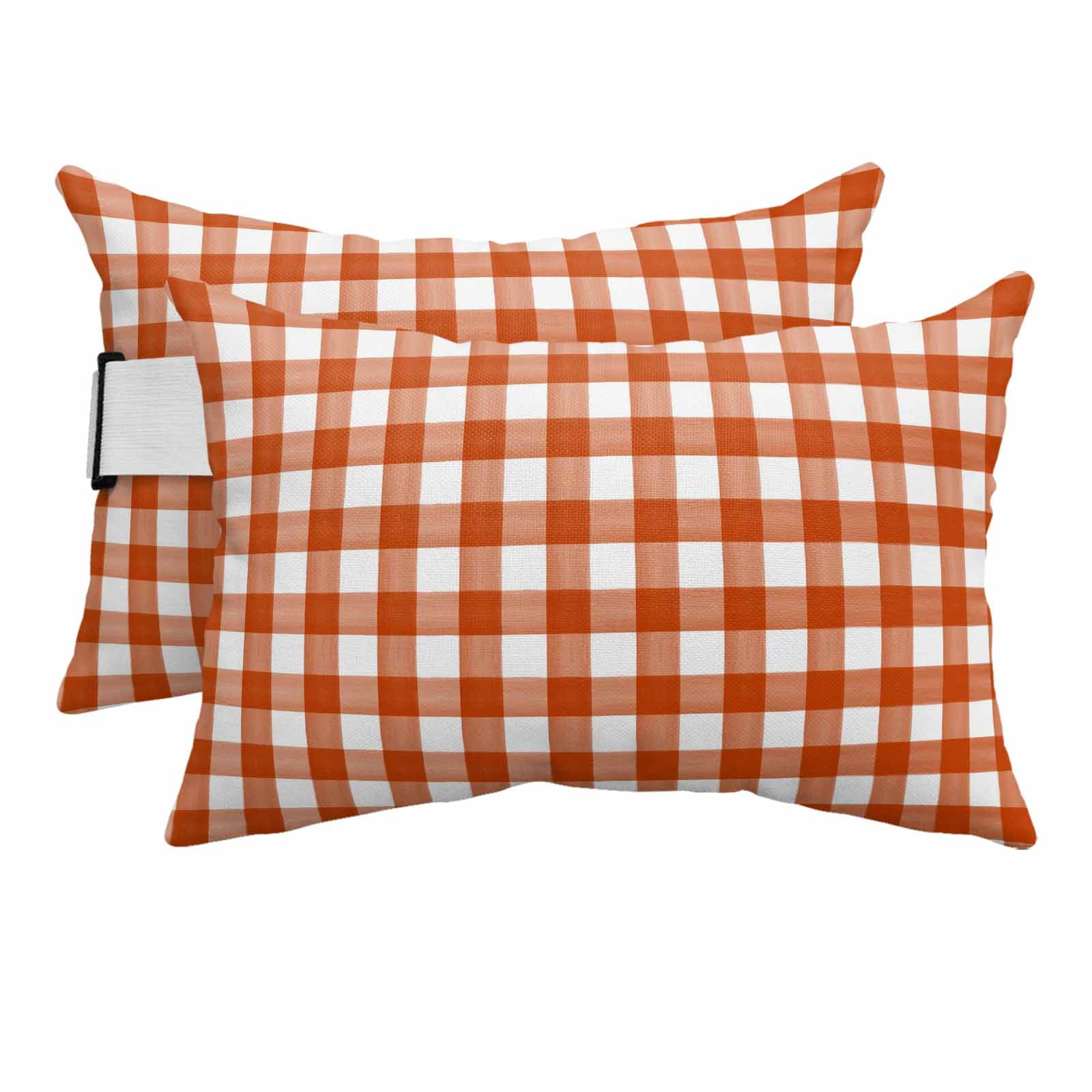 Caramel Plaid Outdoor Pillows for Chaise Lounge Chair Beach Headrest ...