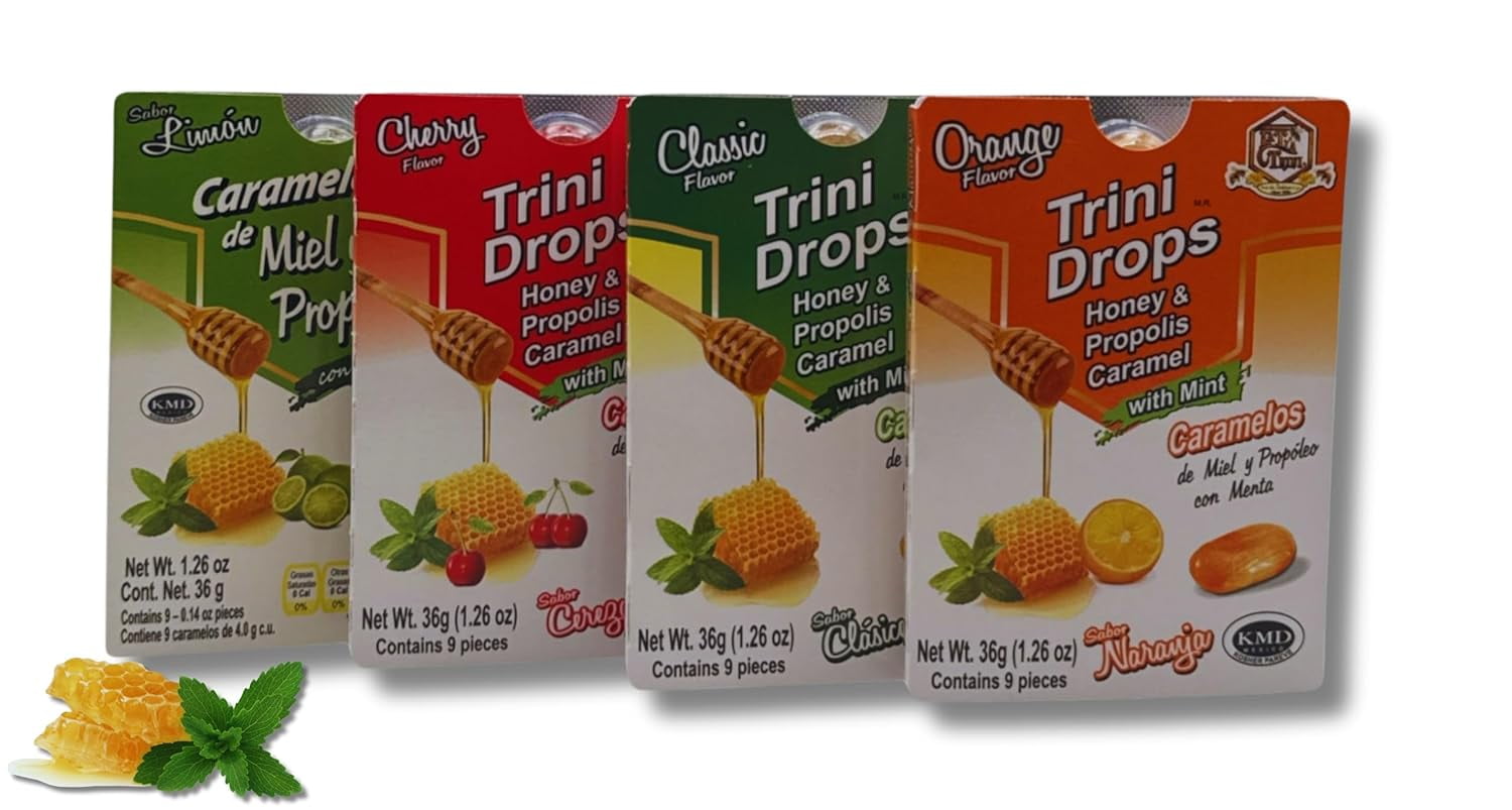 Caramelos de Propoleo & menta, 4 diferentes sabores, miel, limon ...