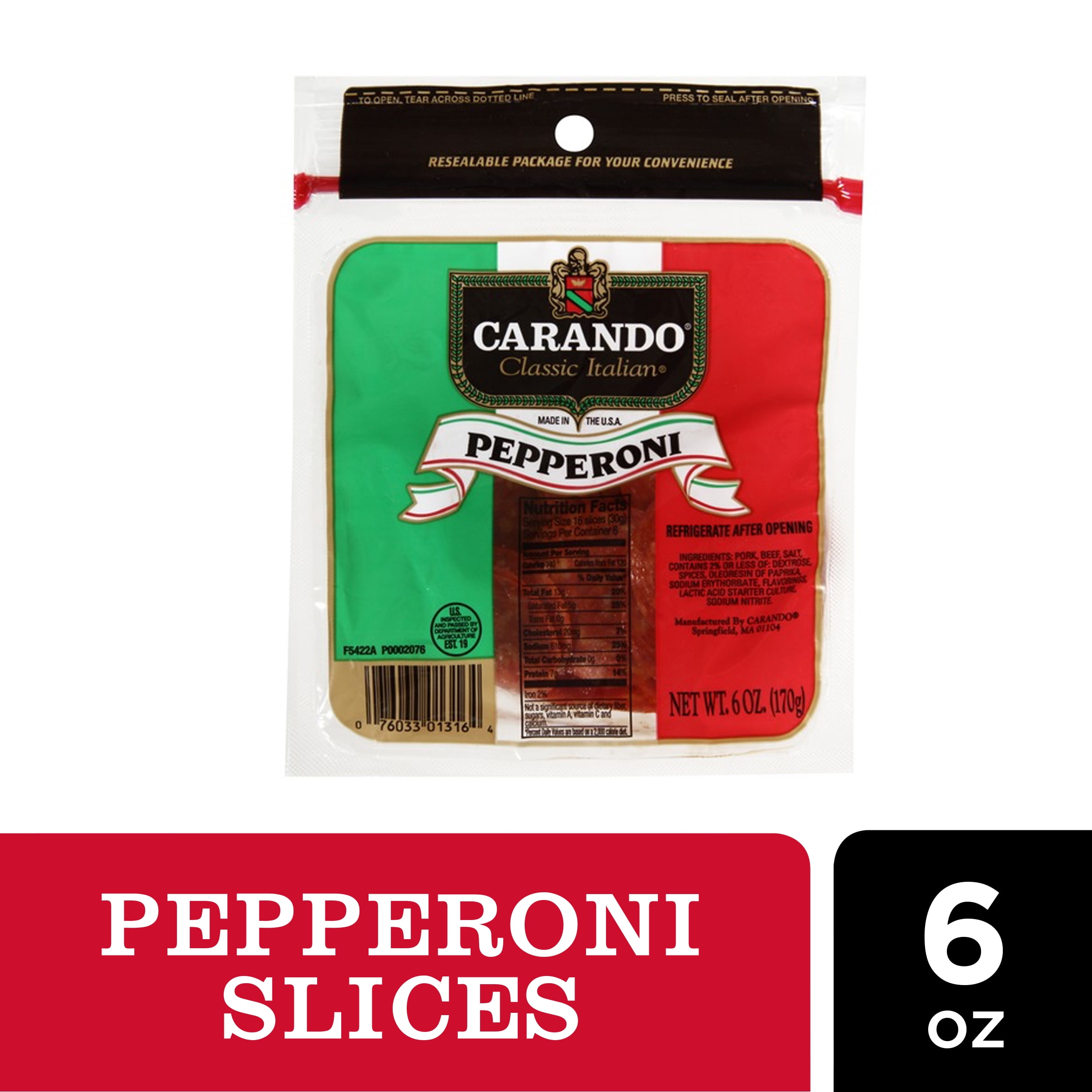 Carando Italian Pre-Sliced Pepperoni, 6 oz - Walmart.com