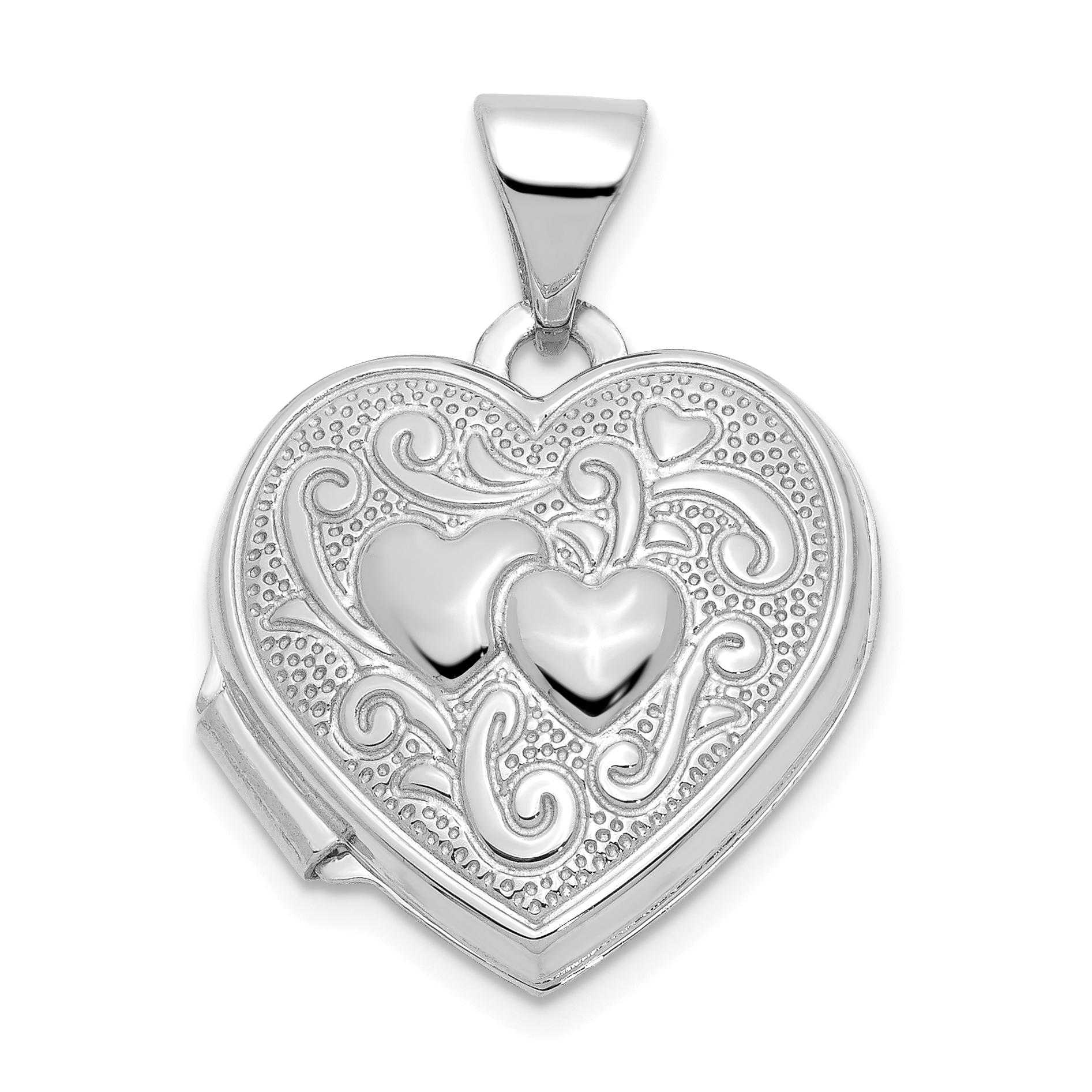 14k with Rhodium 21mm Heart Locket (Key Charm Inside Locket) - Walmart.com