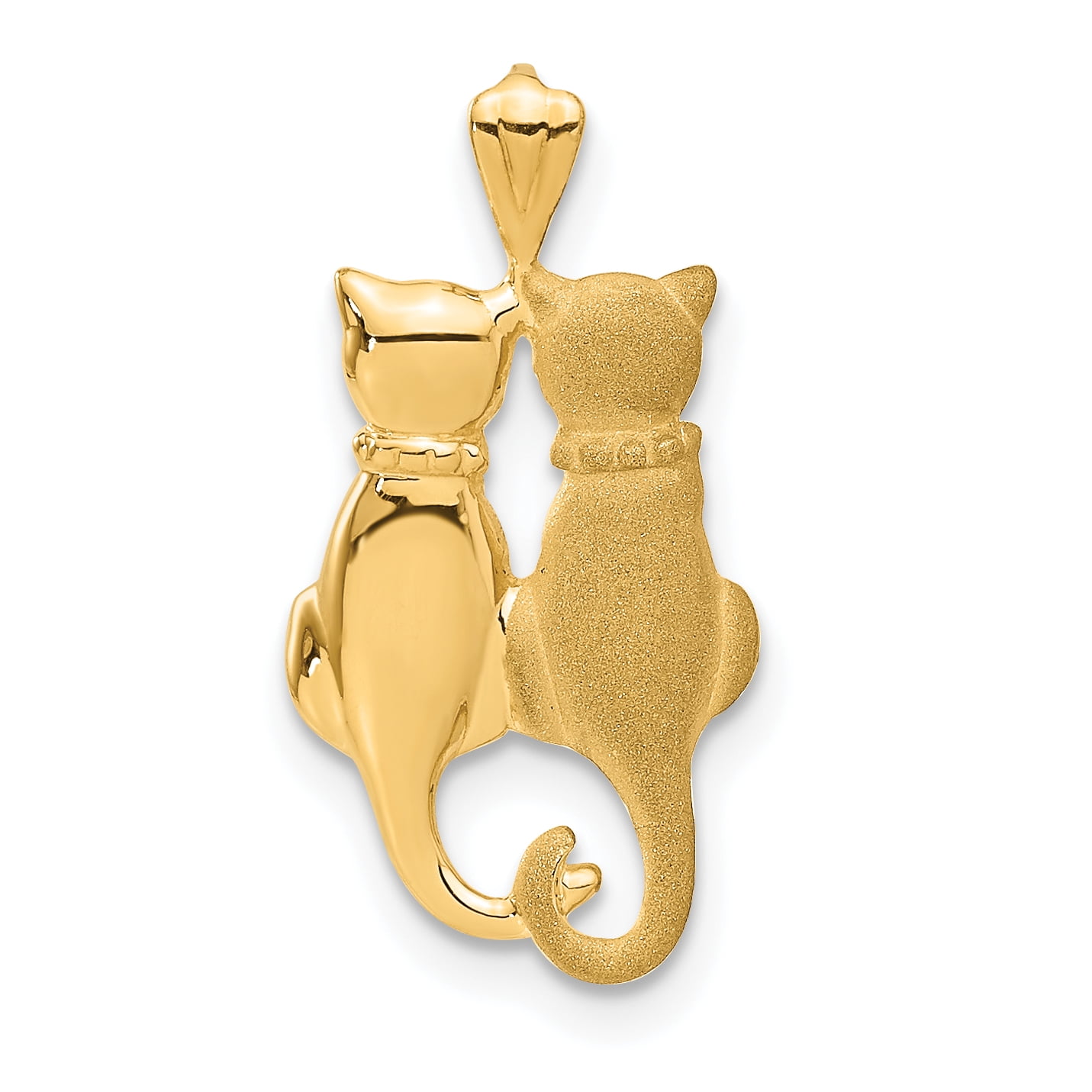 Carat in Karats 14K Yellow Gold Satin And Polished Cats Pendant Charm ...