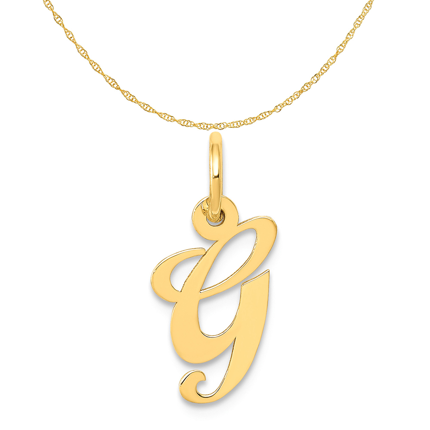 14k Yellow Gold Medium Fancy Script Initial G Charm - .5 Grams ...