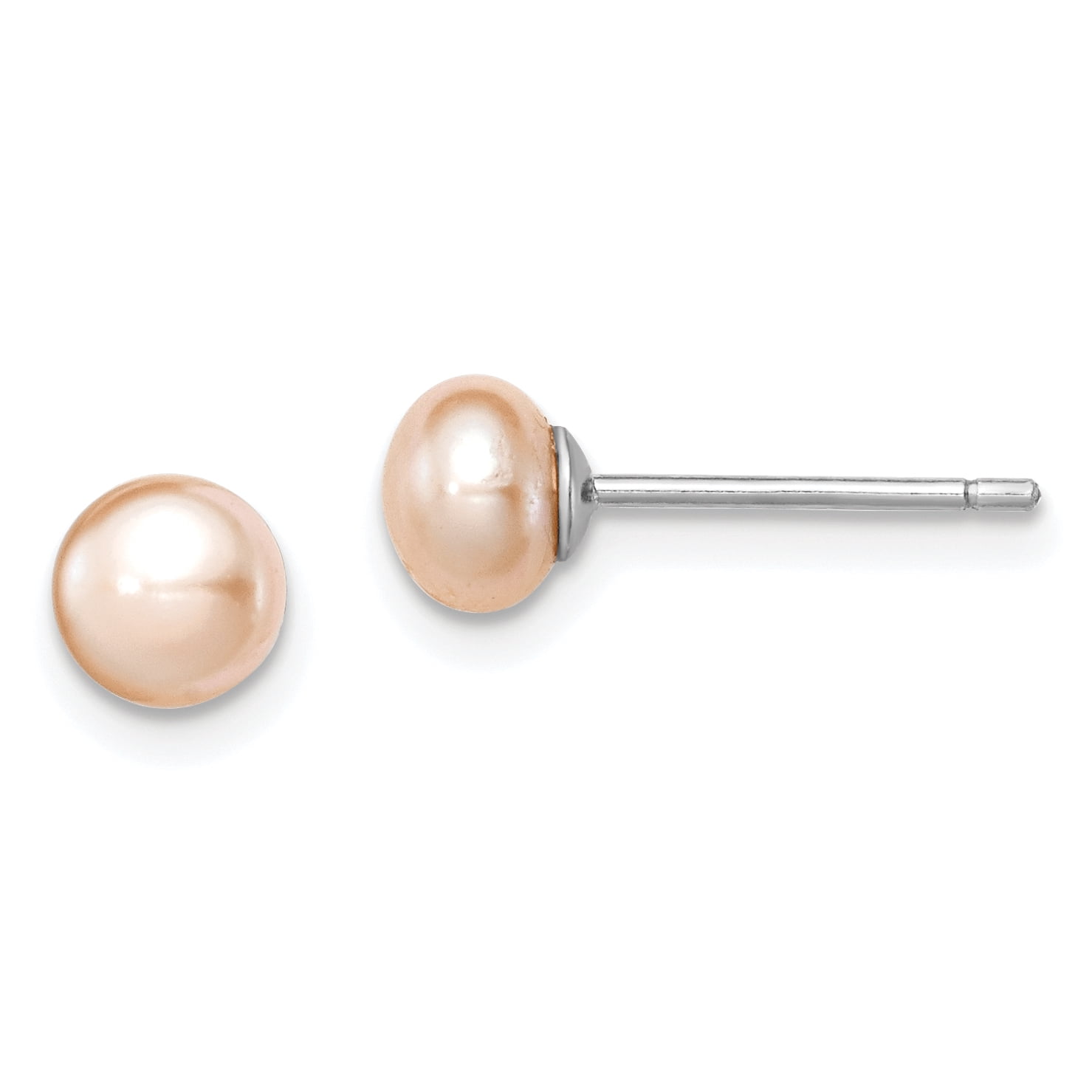 Carat in Karats Sterling Silver Pink Fresh-Water Cultured Button Pearl ...