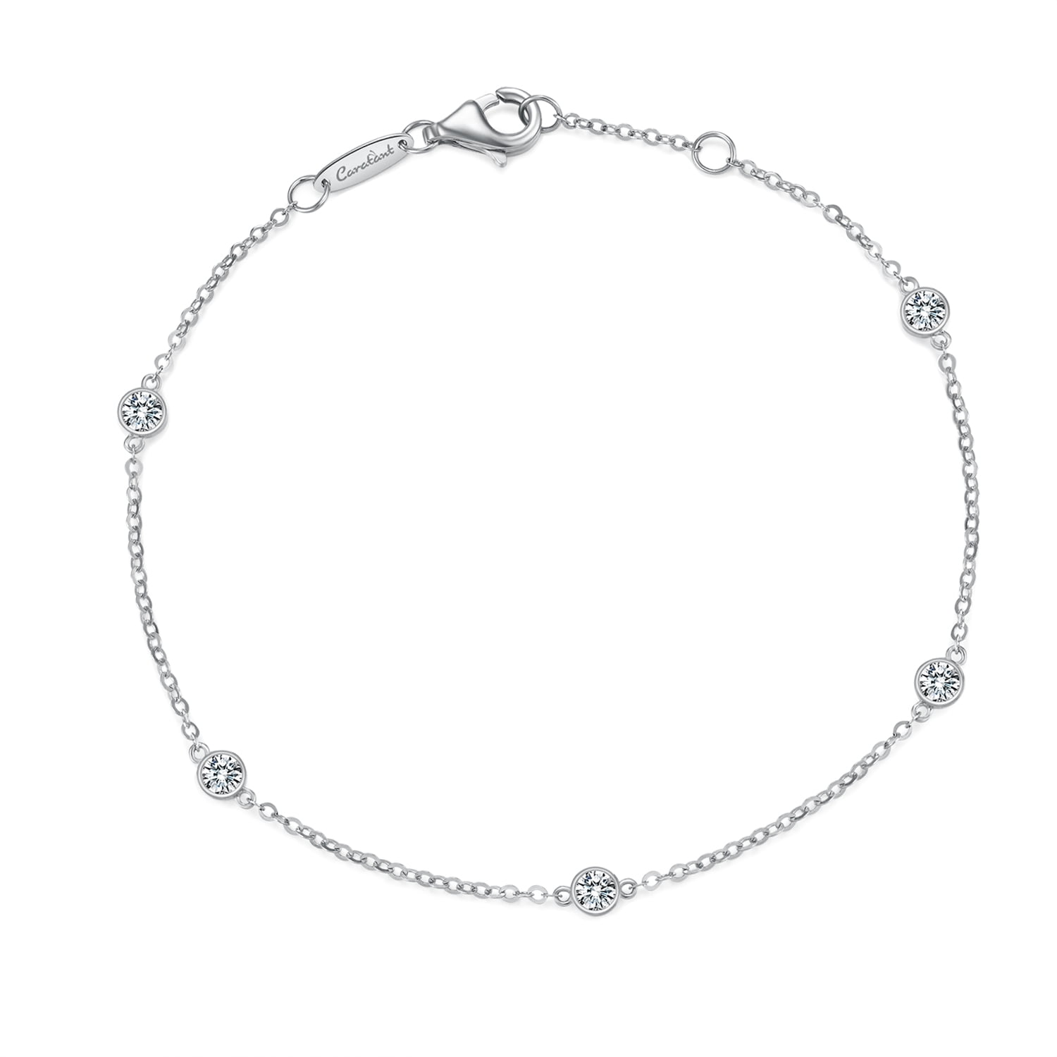Caratant 14k Solid Gold 5 Diamond Solitaire Station Bracelet for women ...