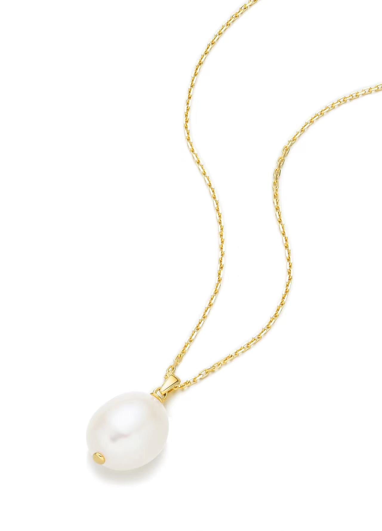 Caratant 14k Solid Gold Baroque Cultured Pearl Drop Chain, AAA+ Quality ...