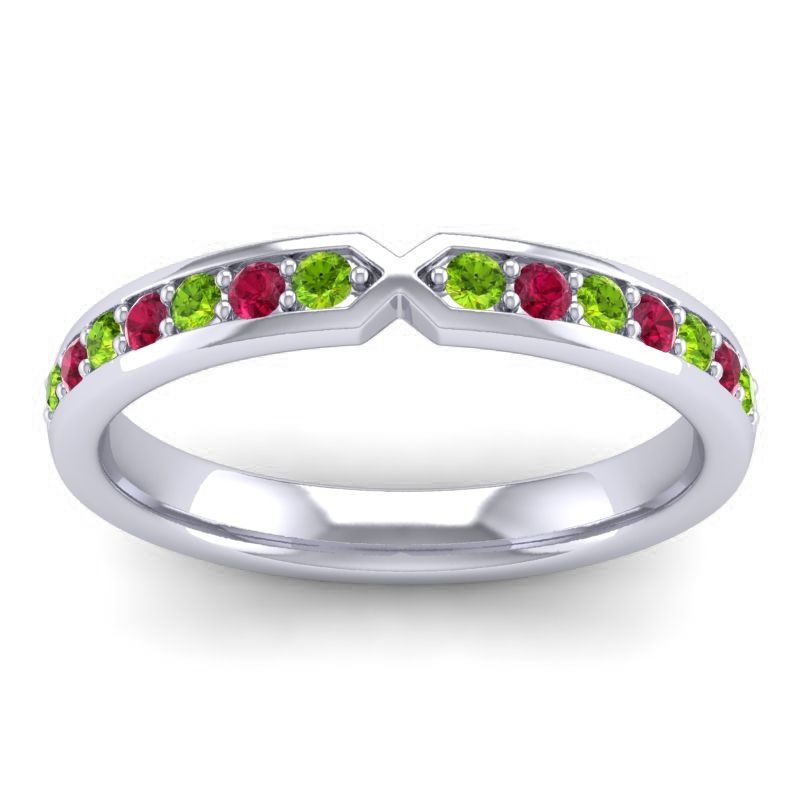 Caratup 0.30 Ct Shiny Round Cut Peridot & Red Ruby Gemstone Anniversary ...