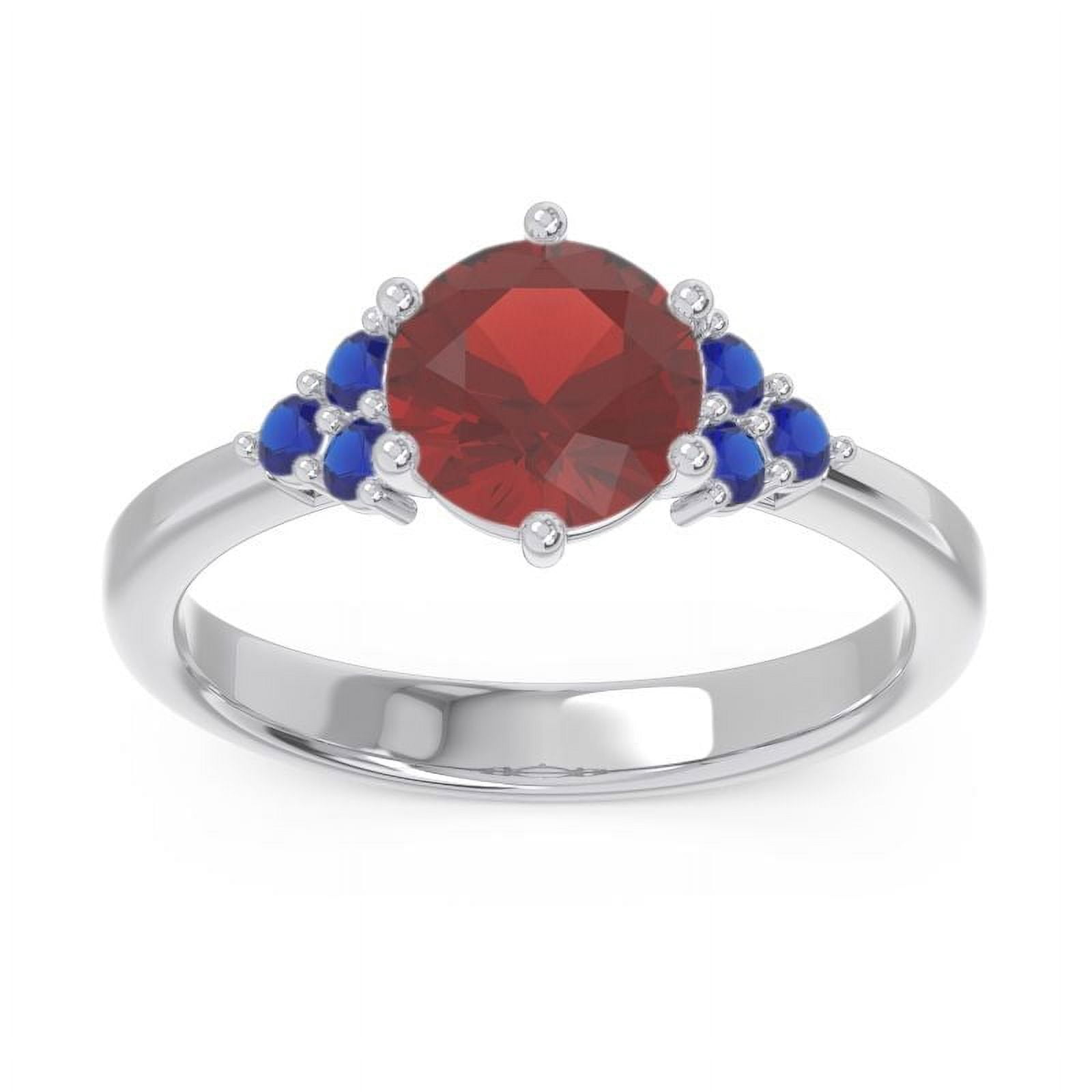 Caratup 2.15 Ct Fine Round Cut Garnet & Blue Sapphire Gemstone Ring ...