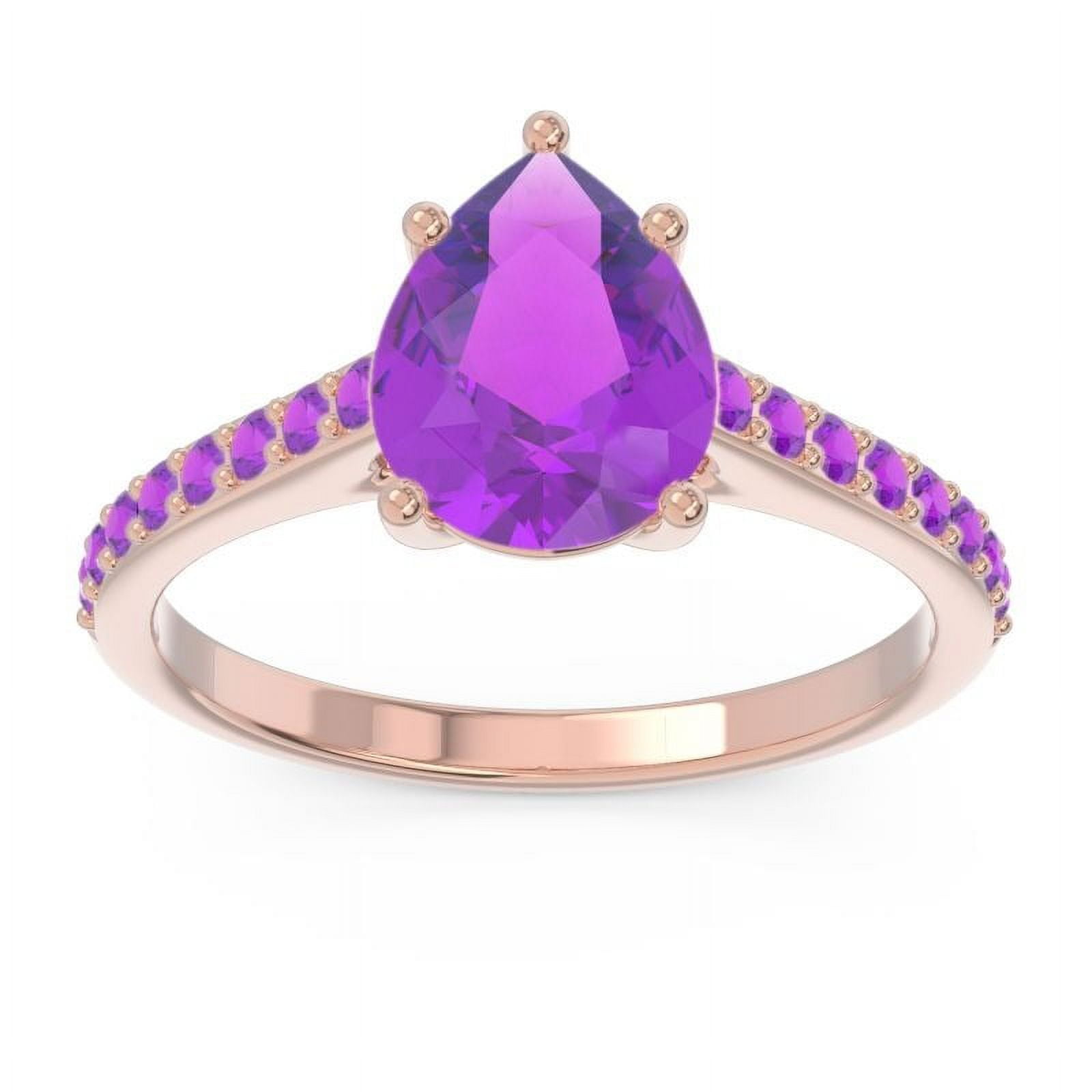 Caratup 2.30 Carat Fine Amethyst Gemstone Wedding Ring for Girls Solid ...