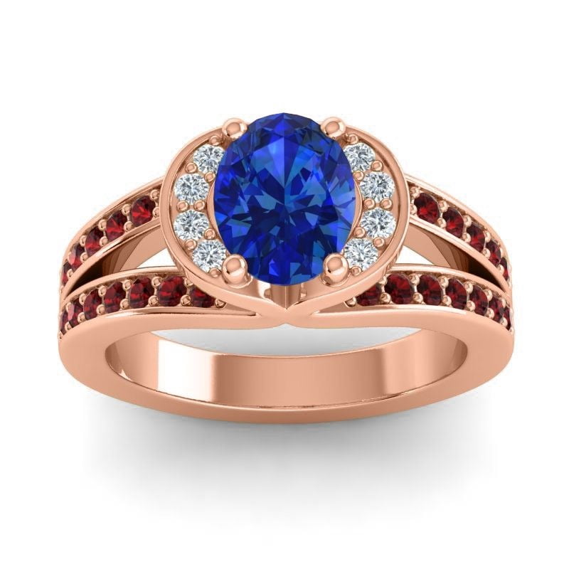 Caratup 2.35 Ct Elegant Blue Sapphire & Garnet Gemstone Engagement ...