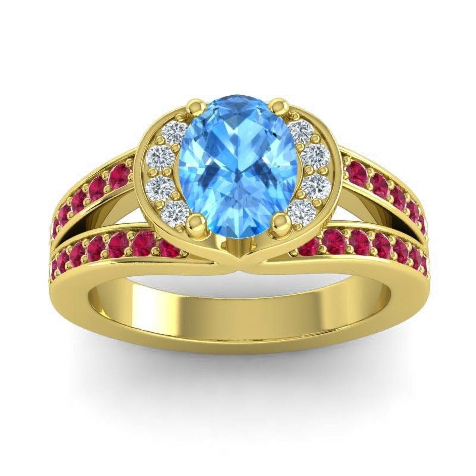 Caratup 2.35 Ct Elegant Blue Topaz & Red Ruby Gemstone Engagement Ring ...