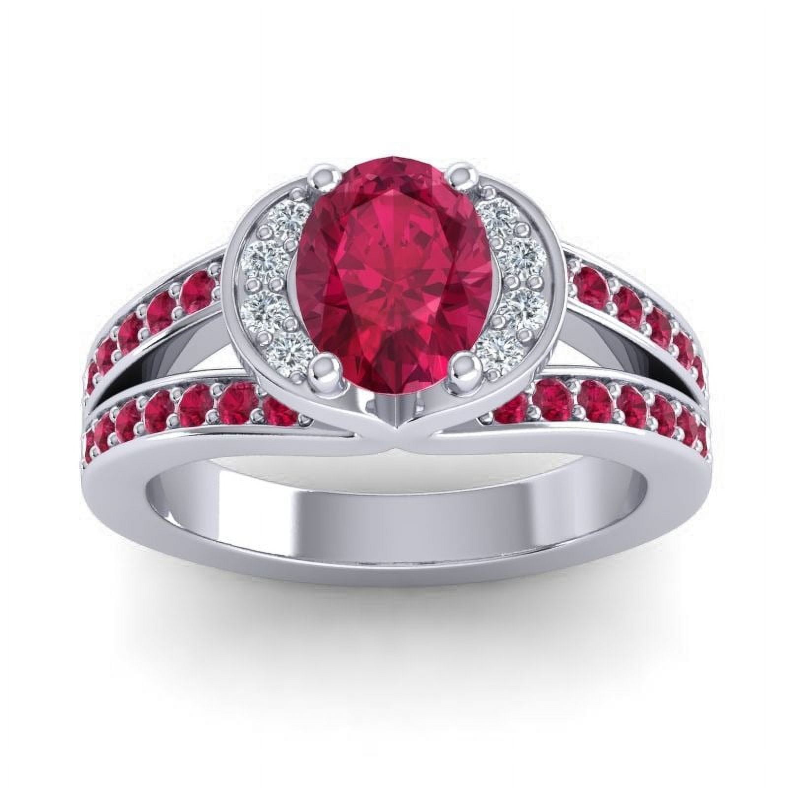Caratup 2.35 Ct Shiny Oval Cut Red Ruby Gemstone Engagement Ring for ...