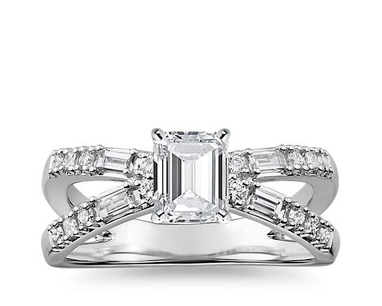 Caratup 2.60 Carat Emerald Cut Moissanite Diamond Shiny Engagement Ring ...